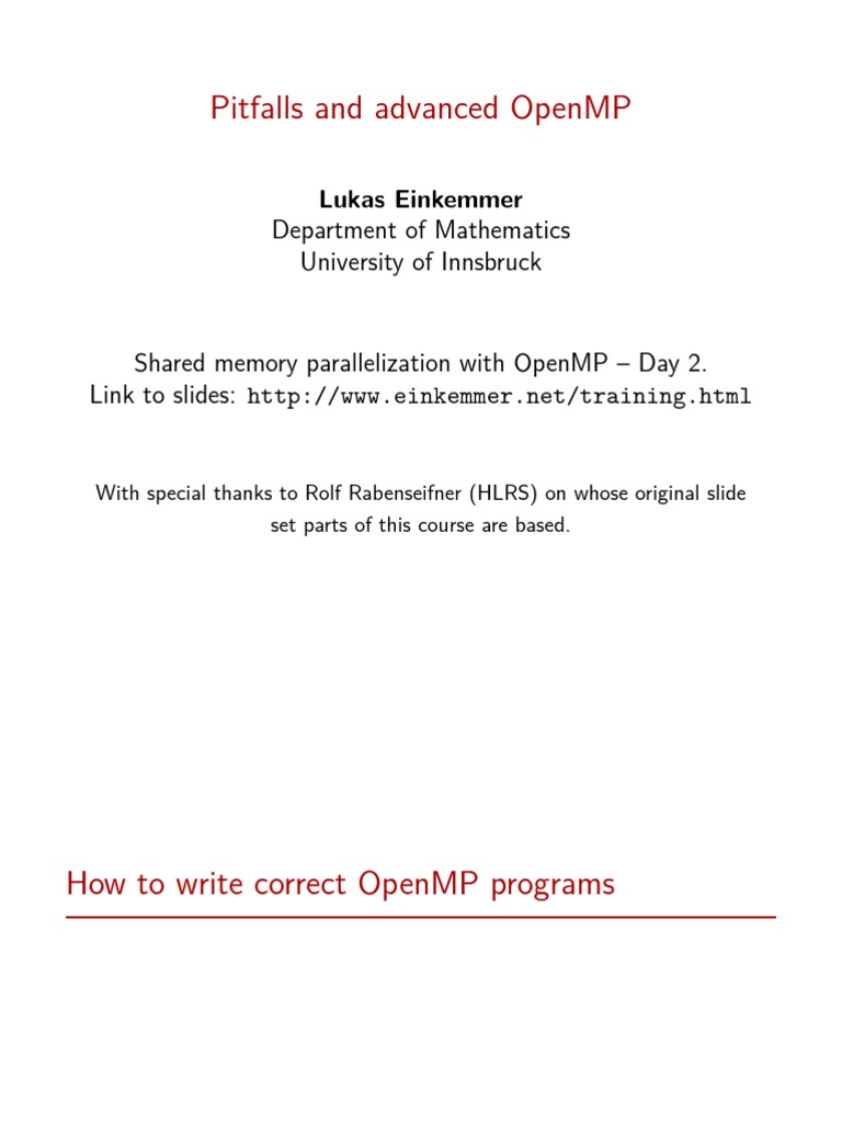 Day 2 1 Advanced-Openmp | PDF | Computer Programming | Computer Hardware