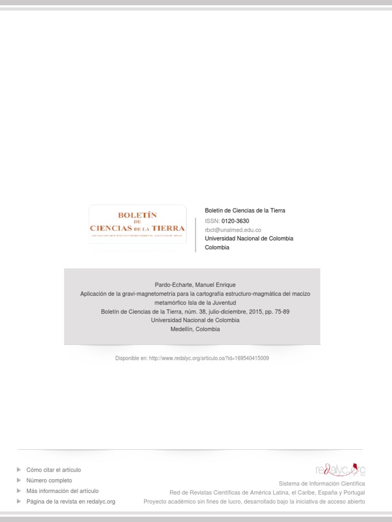 Boletín de Ciencias de La Tierra 0120-3630: Issn: Rbct@unalmed - Edu.co ...