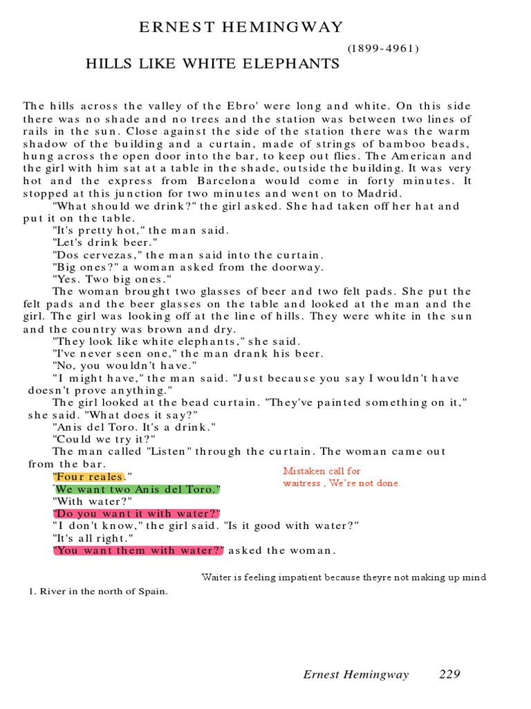 Hills Like White Elephants | PDF