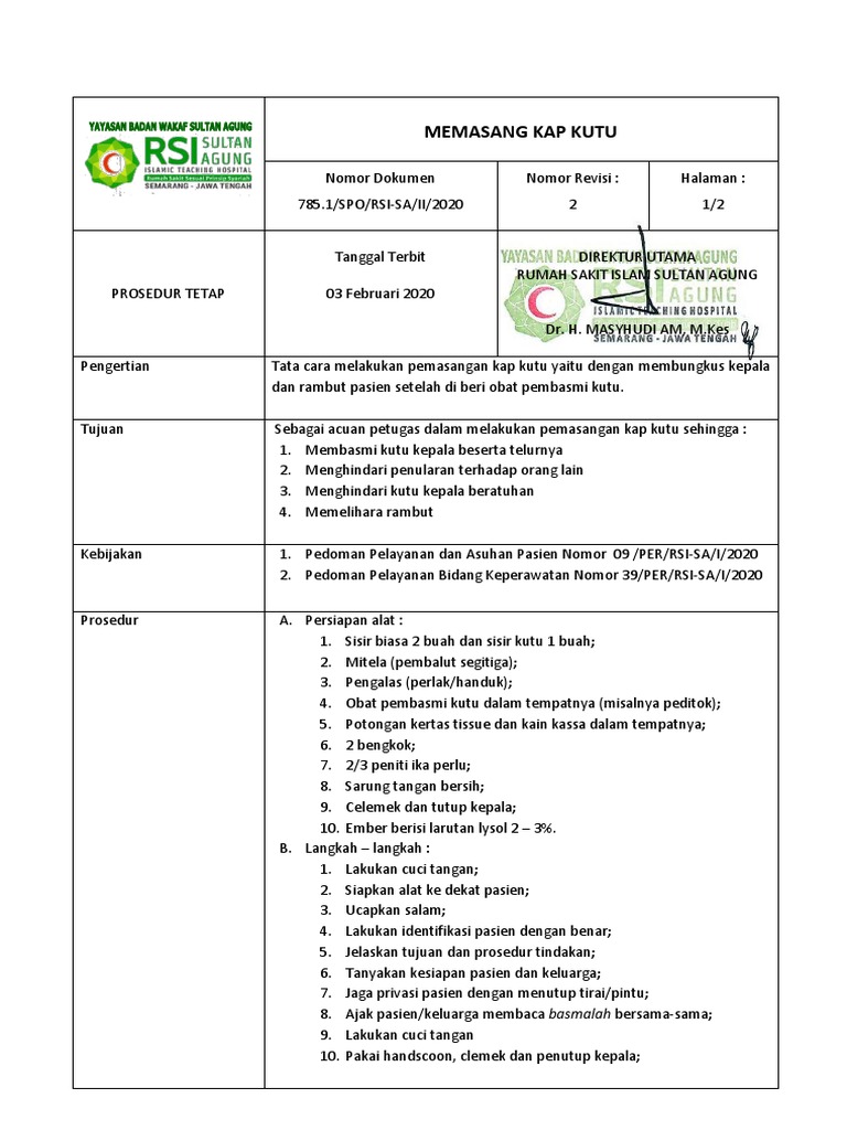 Prosedur Pasang Kap Kutu | PDF | Griya & Taman | Kesehatan Holistik