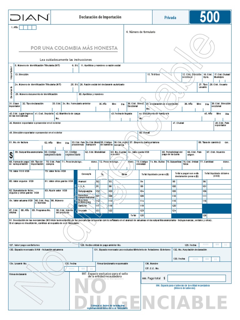 Formulario 500 2021 Unlocked | PDF | aduana | Arancel