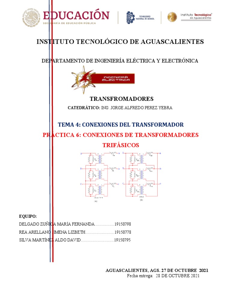 Practica 6 Conexion de Transformadores Trifasicos | PDF | Transformador | Inductor