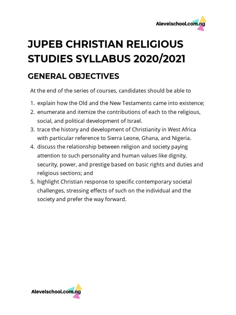 JUPEB CRS Syllabus Guide | PDF | Samuel | Gospels