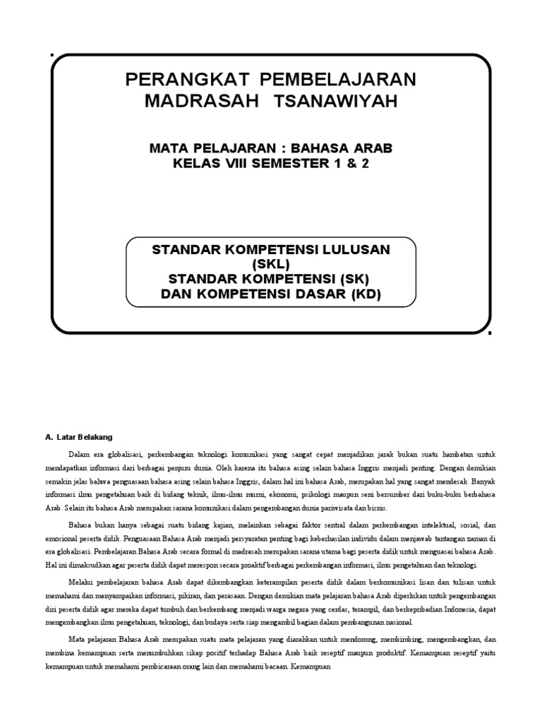 Analisis SKL KD Ki Mts Kls 8 SMSTR 1 Dan 2 | PDF | Seni & Disiplin Bahasa