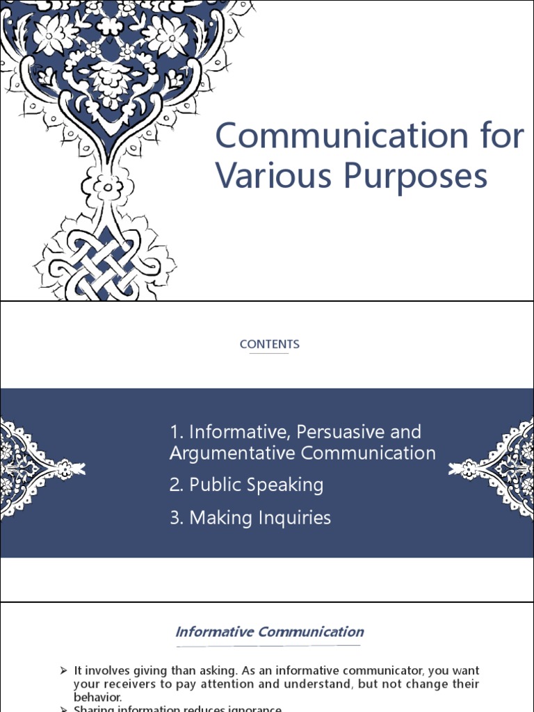 Communication Purposes | PDF | Communication | Cognition