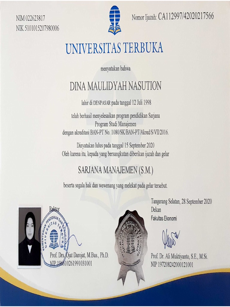 Ijazah Dan Transkrip Nilai | PDF
