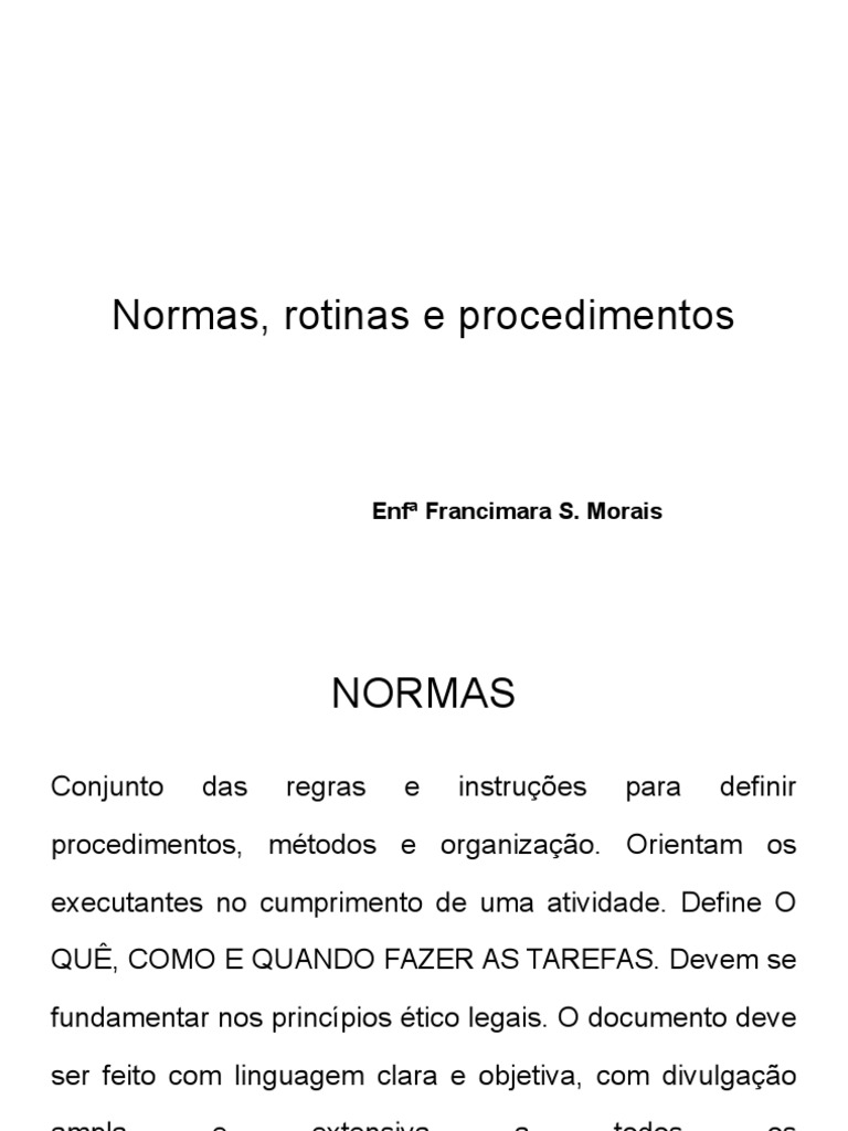 Normas, Rotinas e Procedimentos | PDF | Enfermagem | Histórico médico
