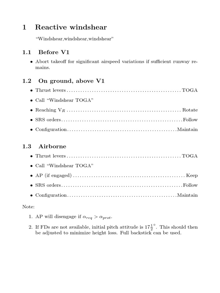 1 Reactive Windshear: 1.1 Before V1 | PDF | Aviation Safety | Transport