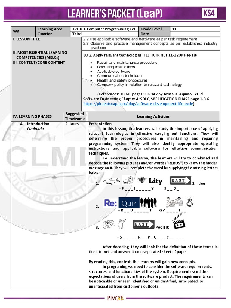 TLE - Computer Programming (.NET) 11 - Week3 | PDF | Software | Learning