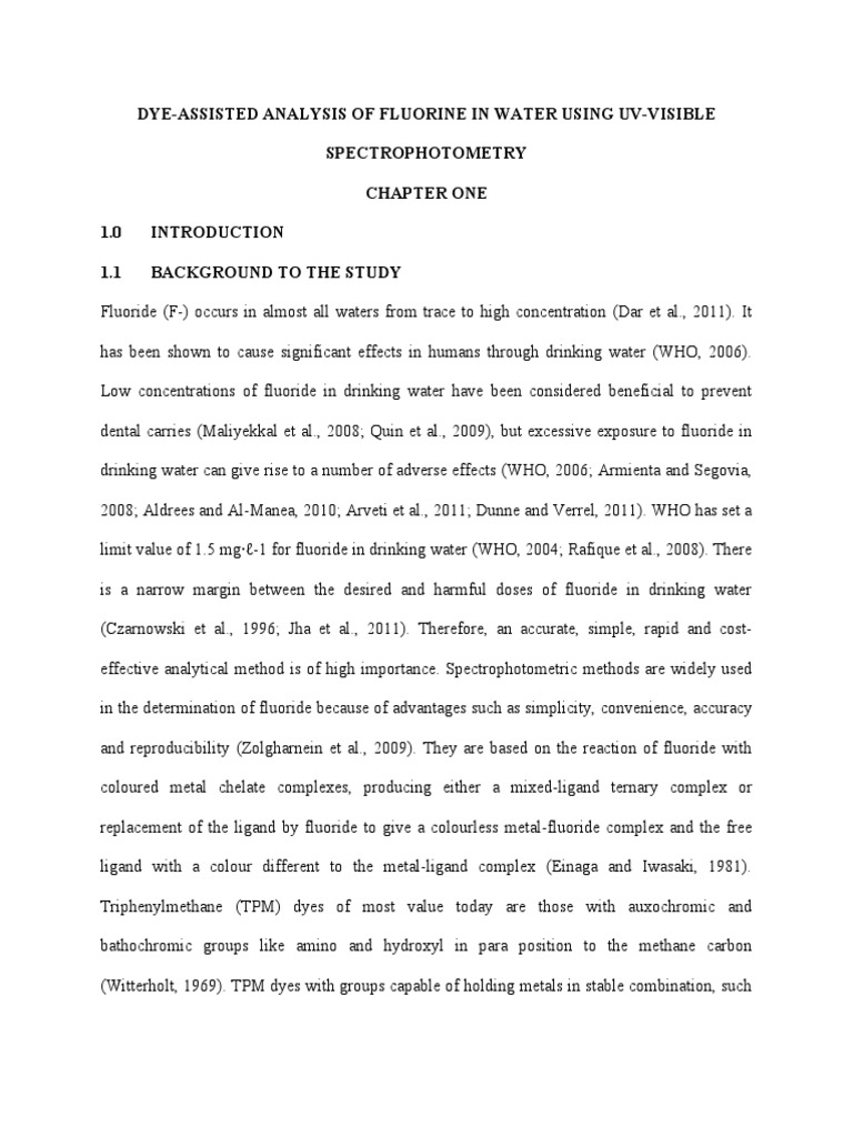 Dye-Assisted Analysis of Fluorine in Water Using Uv-Visible ...
