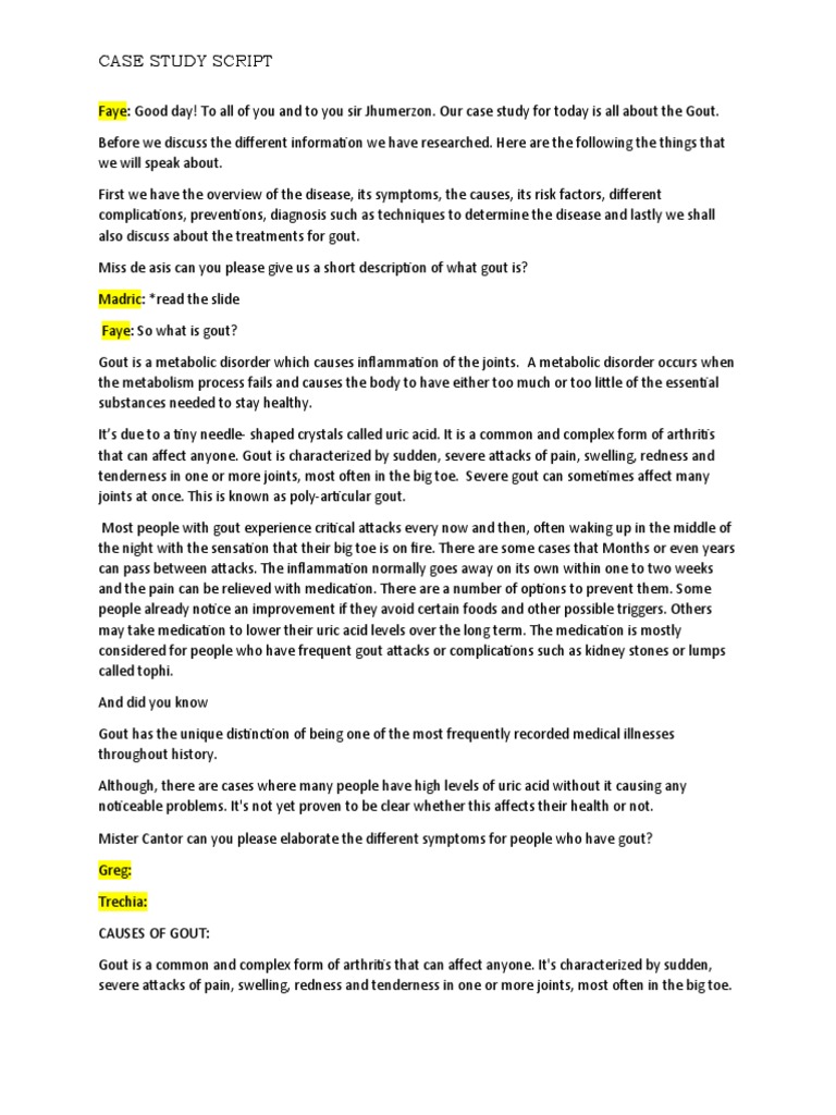 Case Study Script | PDF | Gout | Cardiovascular Diseases