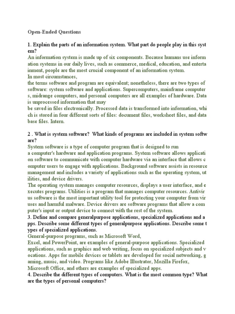 Open-Ended Questions | PDF | Computer Network | Internet