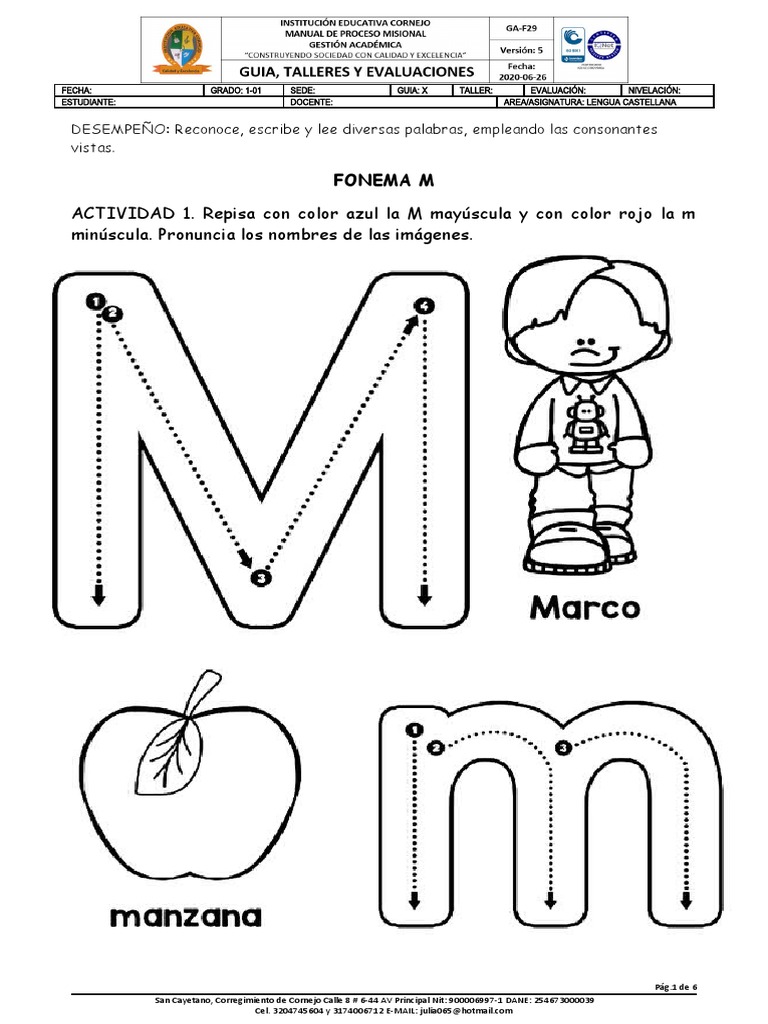 Actividades para el fonema M | PDF | Sílaba | Comunicación humana