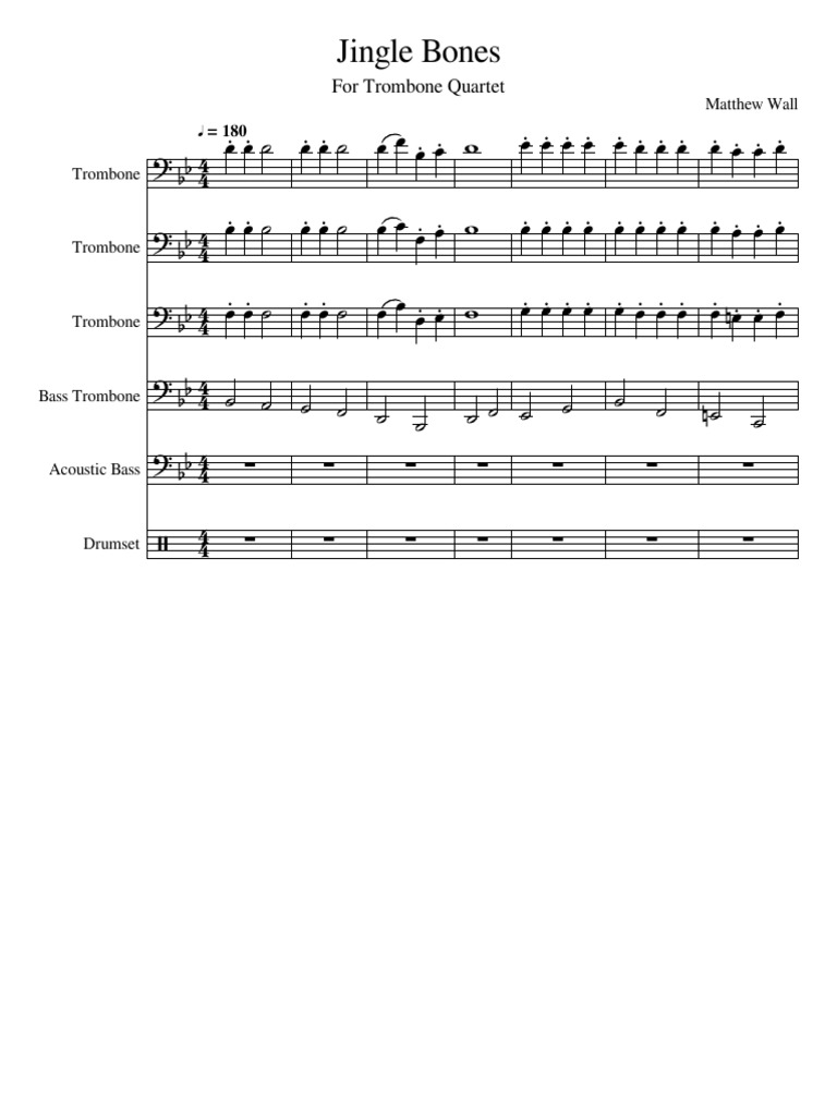 Jingle Bones: For Trombone Quartet | PDF | Music Theory | Pitch (Music)