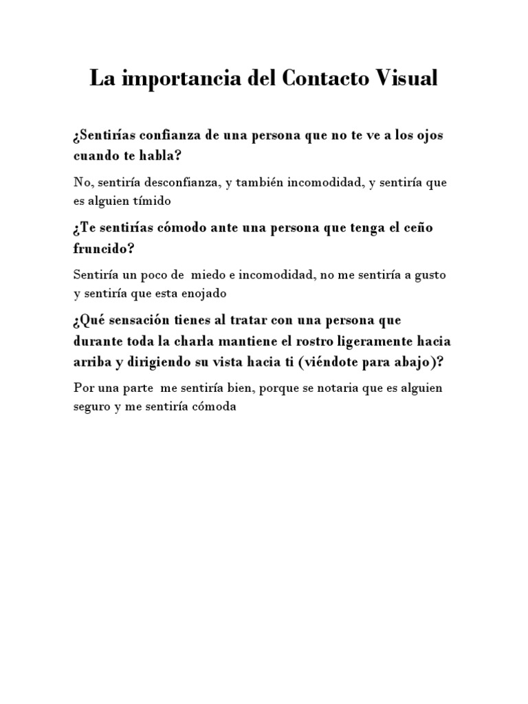 La Importancia Del Contacto Visual | PDF