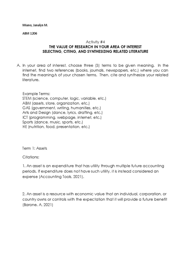 Understanding Key Concepts: Selecting, Citing, and Synthesizing ...