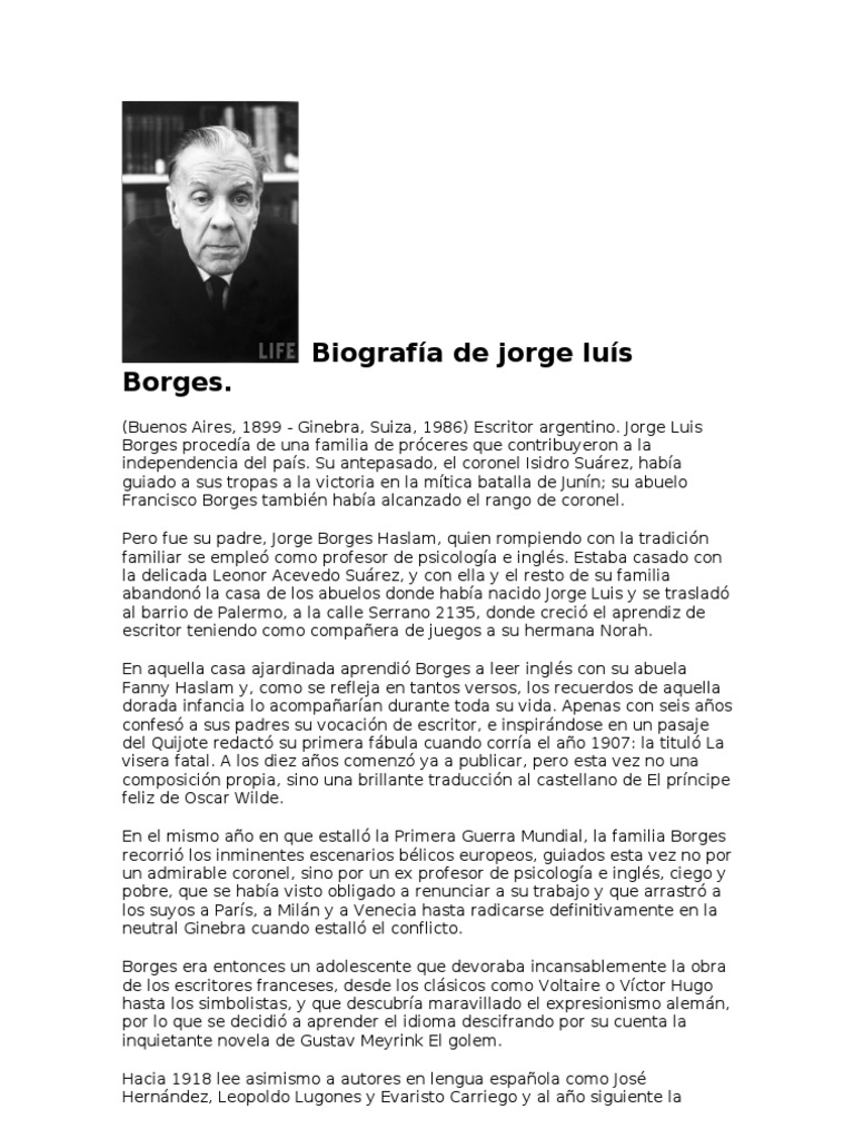 Biografía de Jorge Luís Borges | PDF | Poesía