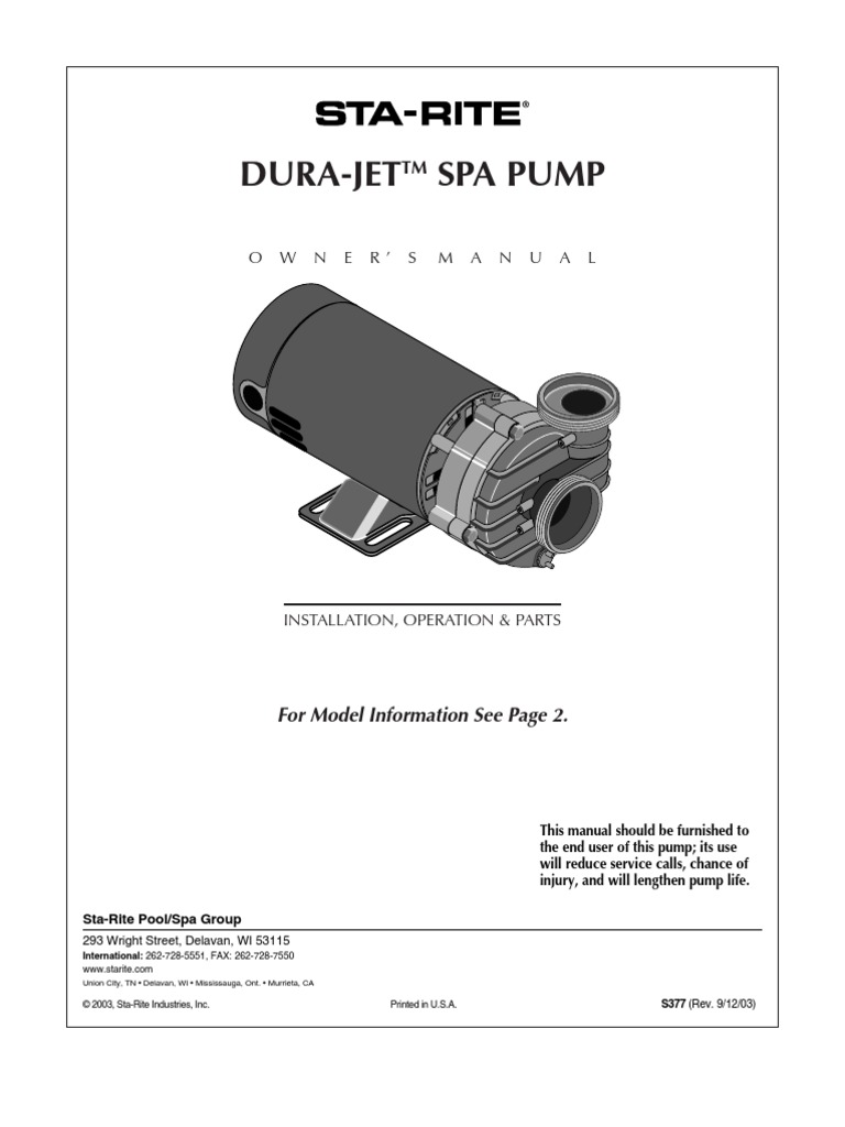 Sta Rite Dura Jet | PDF | Pump | Electrical Wiring