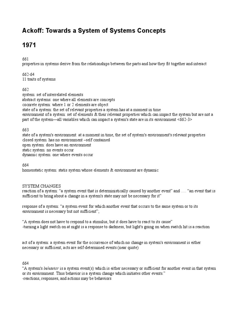 Ackoff: Towards A System of Systems Concepts 1971 | PDF | System | Behavior