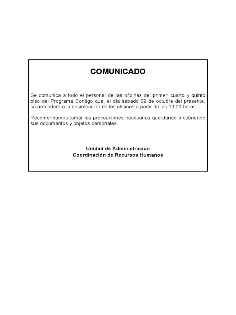 Comunicado Fumigacion 09 10 2021 Pdf