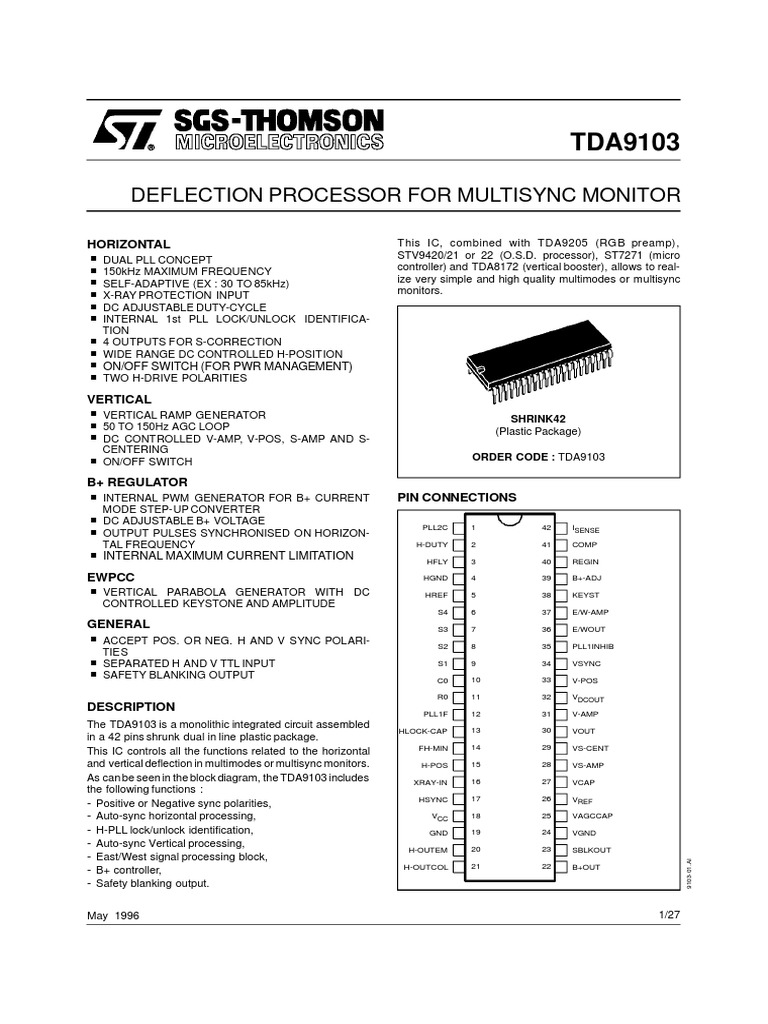 Deflection Processor For Multisync Monitor: Horizontal | PDF ...