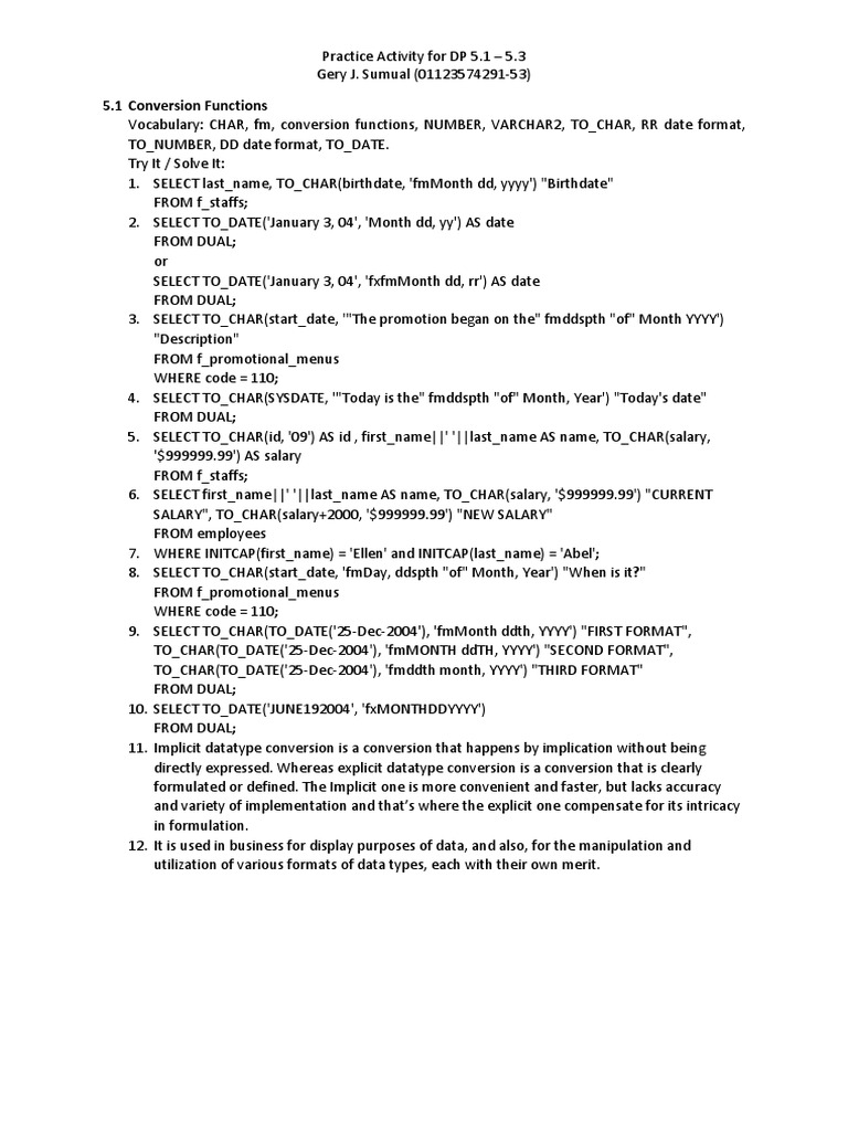 DP5 Practice Activities - Answers | PDF | Software Engineering ...
