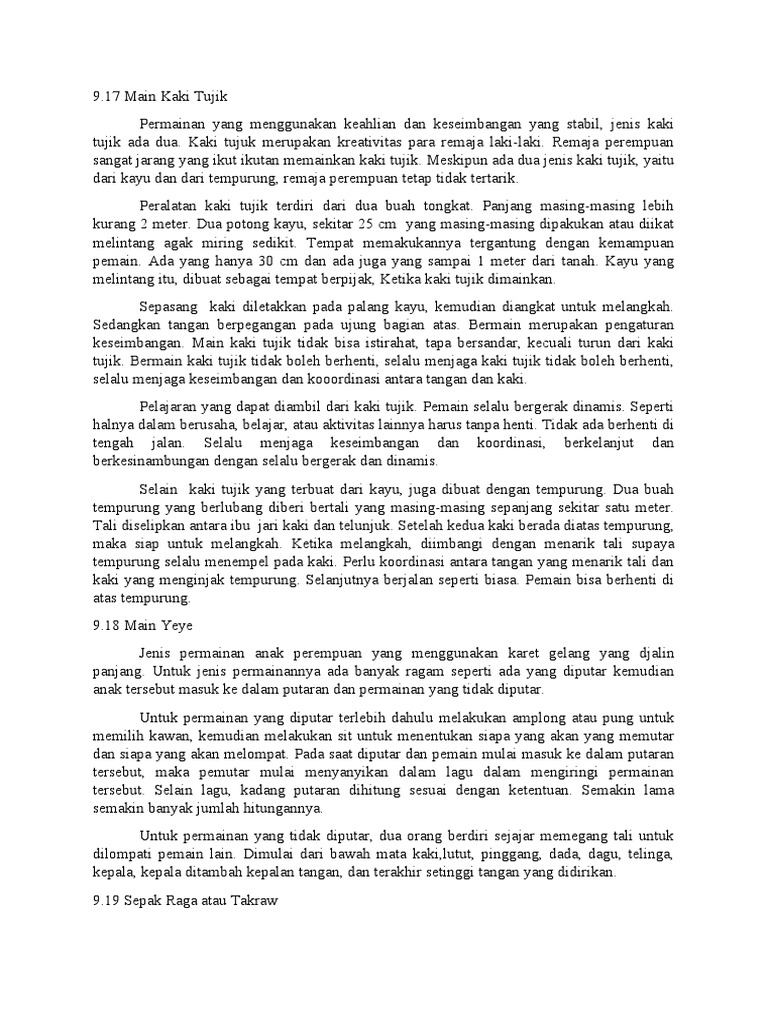 Permainan Rakyat Melayu Di Riau | PDF