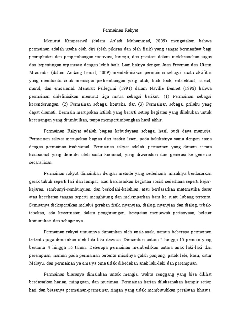 Permainan Rakyat Melayu Riau | PDF