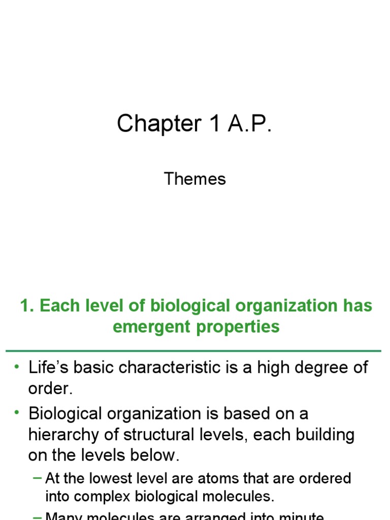 Chapter 1 A.P.: Themes | PDF | Cell (Biology) | Life