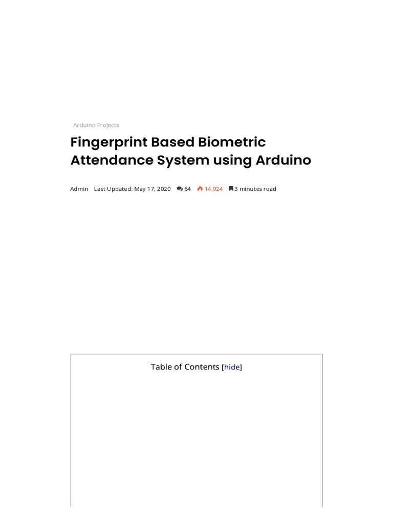 Fingerprint Based Biometric Attendance System Using Arduino | PDF ...