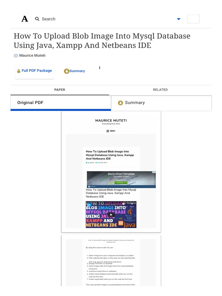 (PDF) How To Upload Blob Image Into Mysql Database Using Java, Xampp and Netbeans IDE - Maurice ...