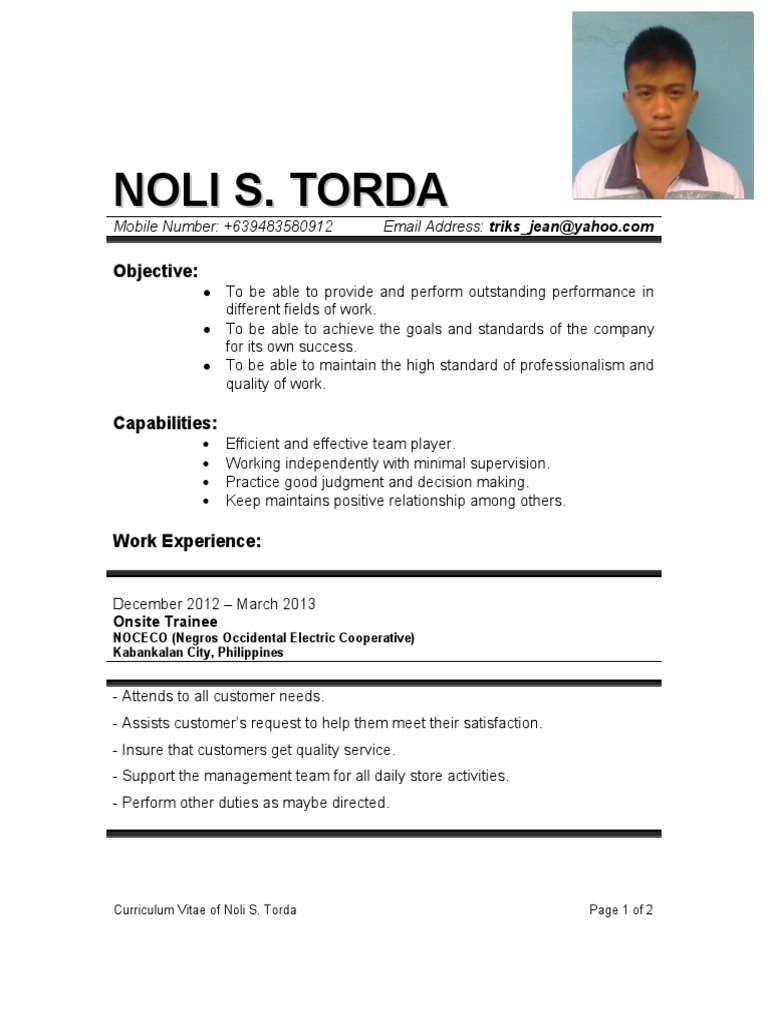 Resume Noli | PDF | Career & Growth | Wellness