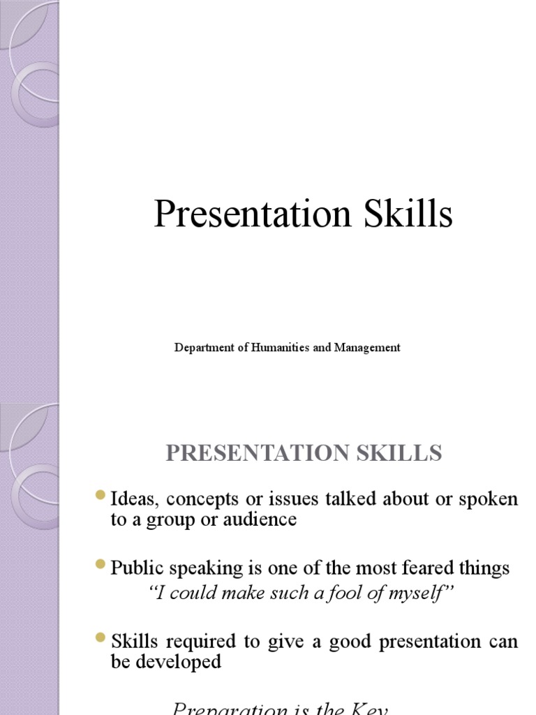 Presentation Skills: Department of Humanities and Management | PDF | Body Language | Gesture