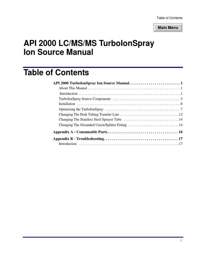 Api 2000 Lc/Ms/Ms Turboionspray Ion Source Manual | PDF | Electrospray ...