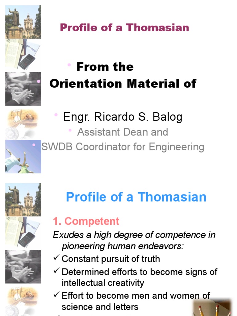 From The Orientation Material of Engr. Ricardo S. Balog: Profile of A ...