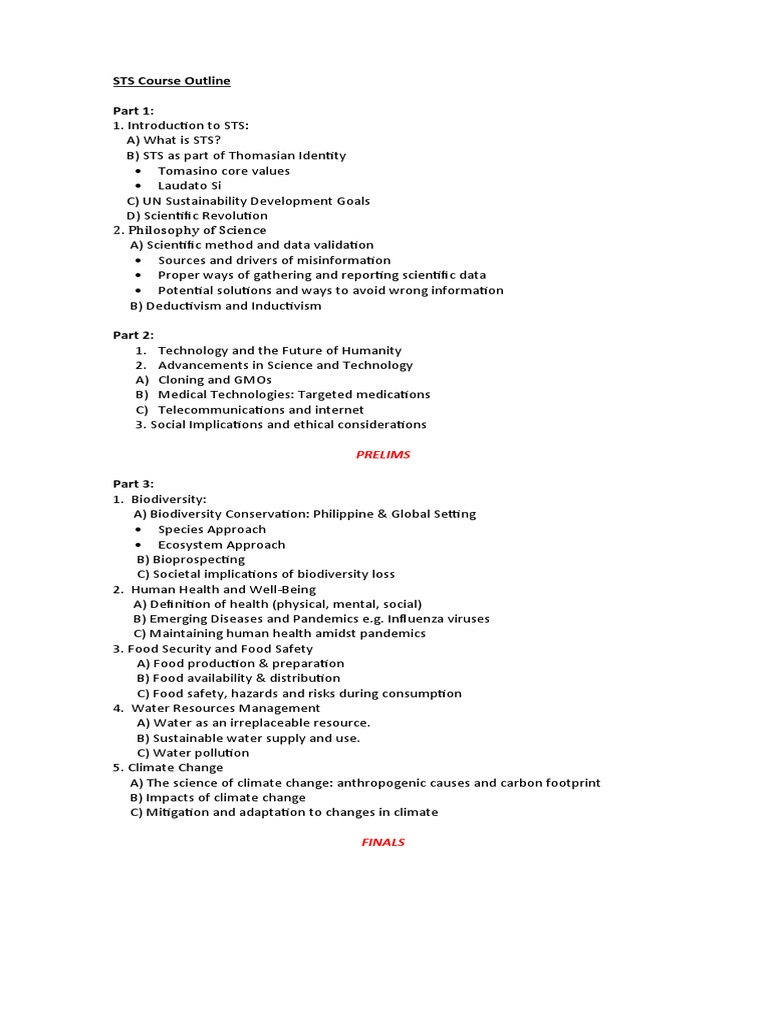 1STS Course Outline | PDF