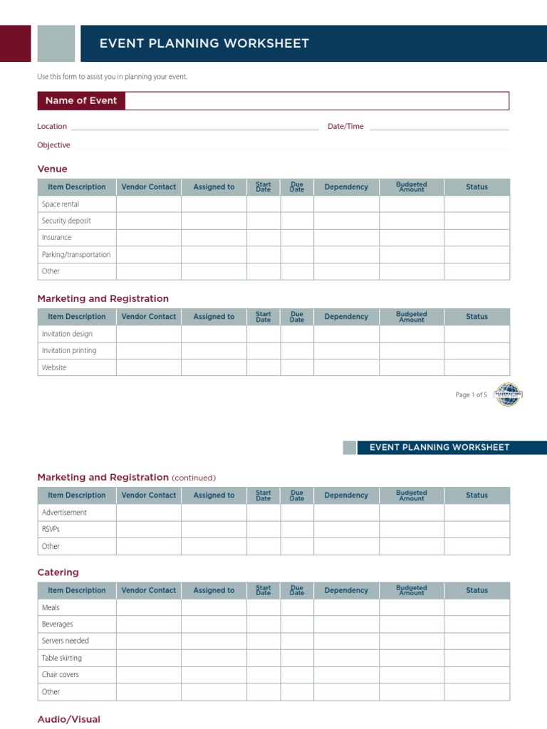 8007 Event Planning Worksheet | PDF | Communication