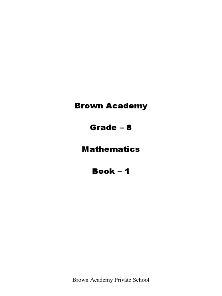Grade-8 Mathemetics WORK BOOK | PDF