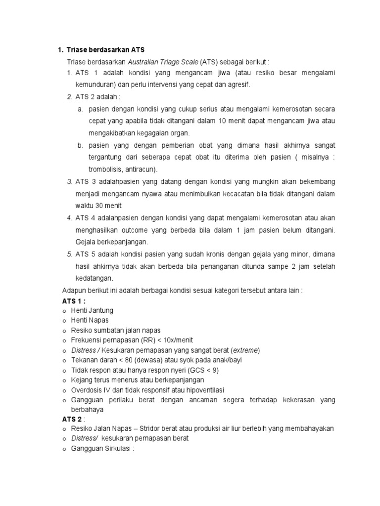 Panduan Triase Medis: ATS, OTAS, START | PDF