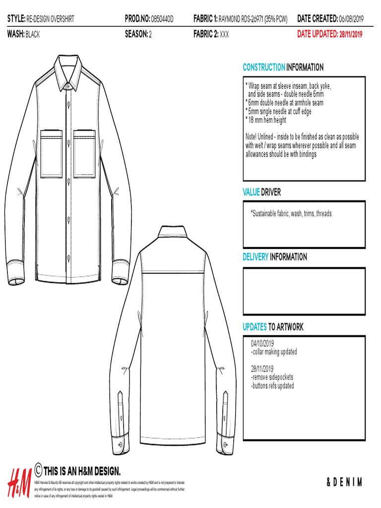 Re-Design Overshirt Black | PDF | Seam (Sewing) | Copyright Infringement