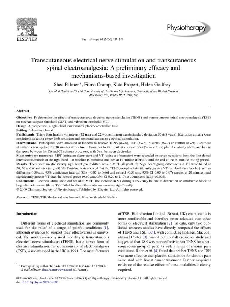 Transcutaneous Electrical Nerve Stimulation and Transcutaneous Spinal ...