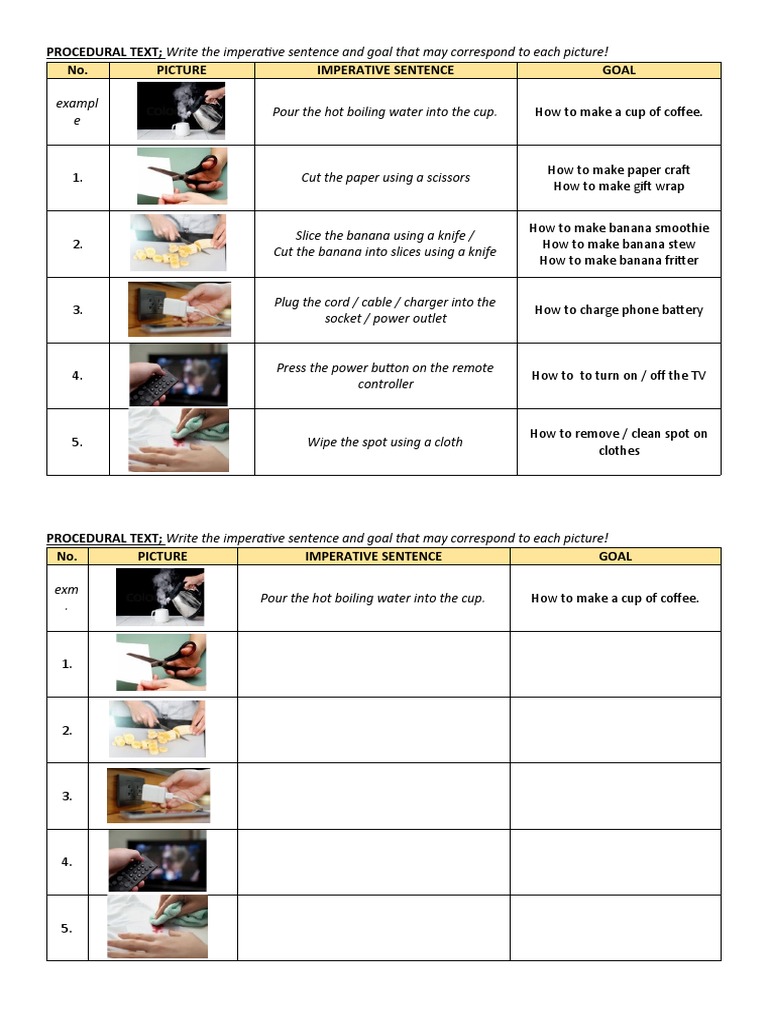 Procedural Text Imperative Sentences | PDF