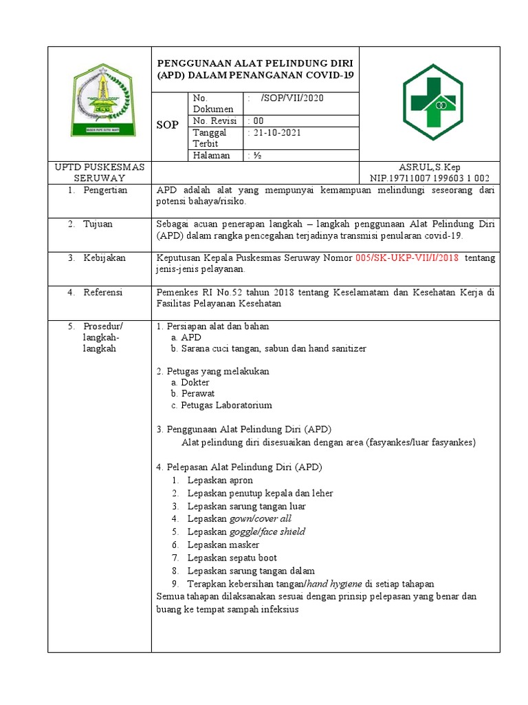 Sop Penggunaan Apd | PDF