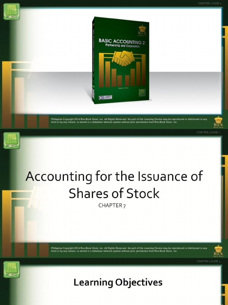 CH 7 Accounting For Issuance of Shares of Stocks 1 | PDF