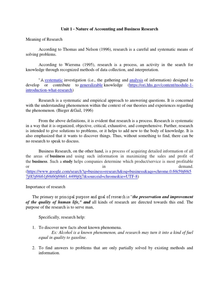 Nature of Accounting and Business Research | PDF | Statistics | Knowledge