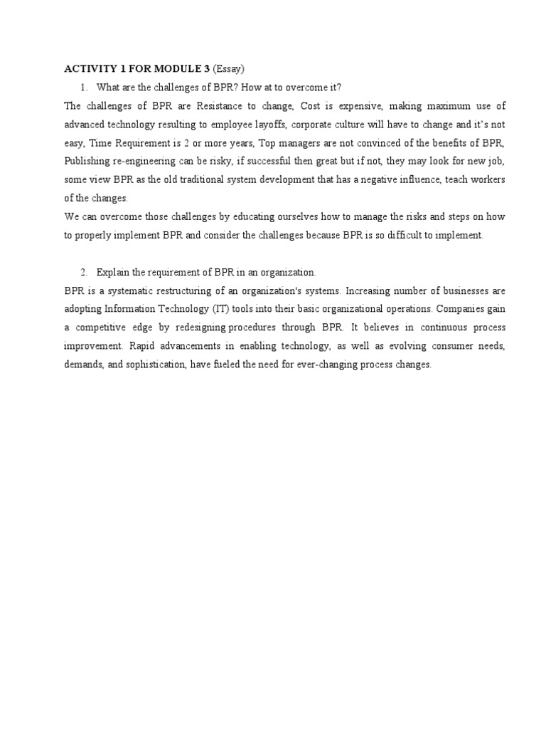 Activity 1 For Module 3 (Essay) | PDF