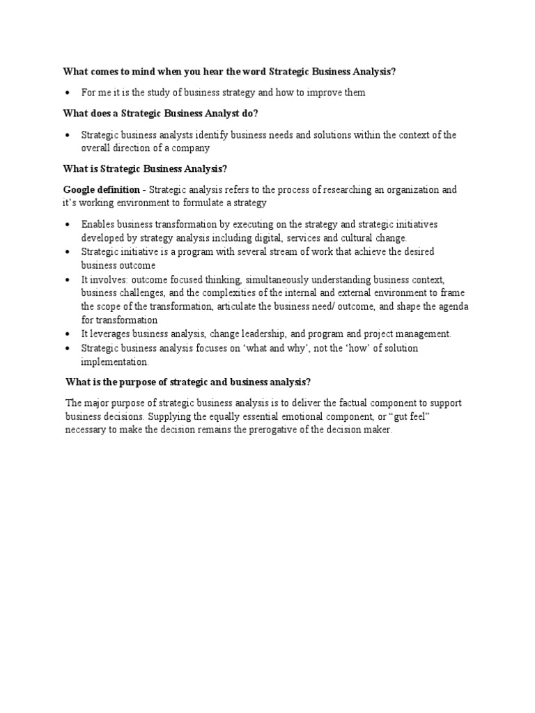 SBA-Report - Kenneth | PDF | Business Analysis | Strategic Management