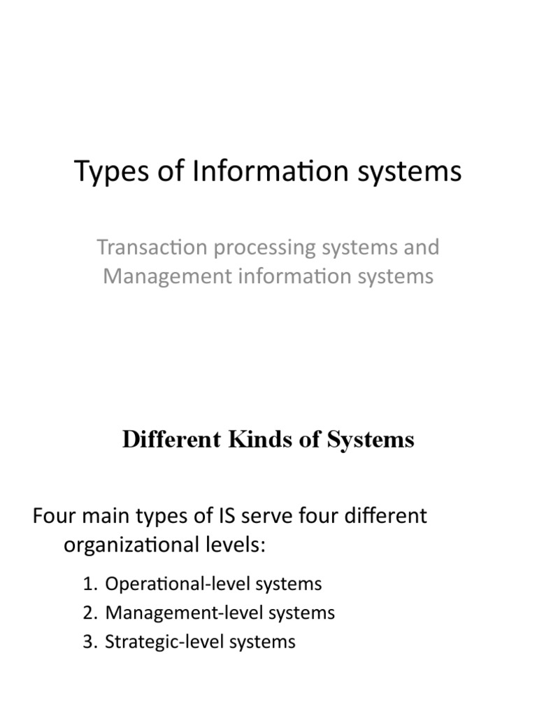 Types of Information Systems Overview | PDF | Decision Support System ...