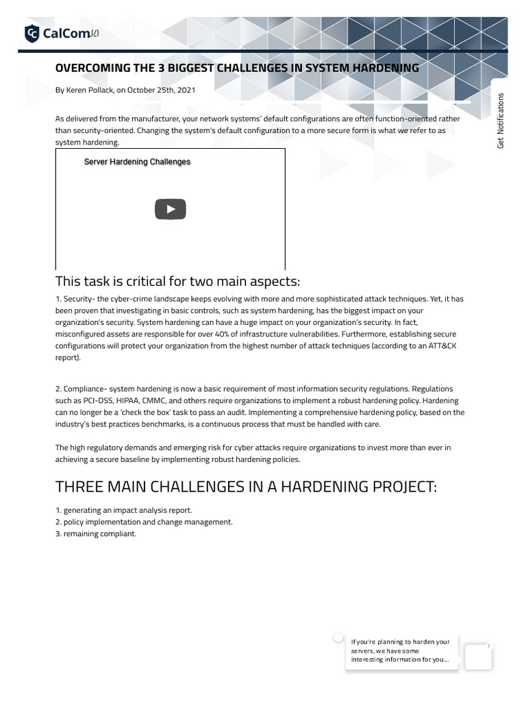 Overcoming The 3 Biggest Challenges in System Hardening | PDF | Policy ...