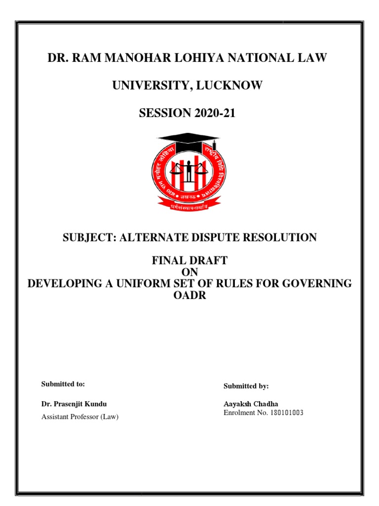 Adr Final | PDF | Arbitration | Alternative Dispute Resolution